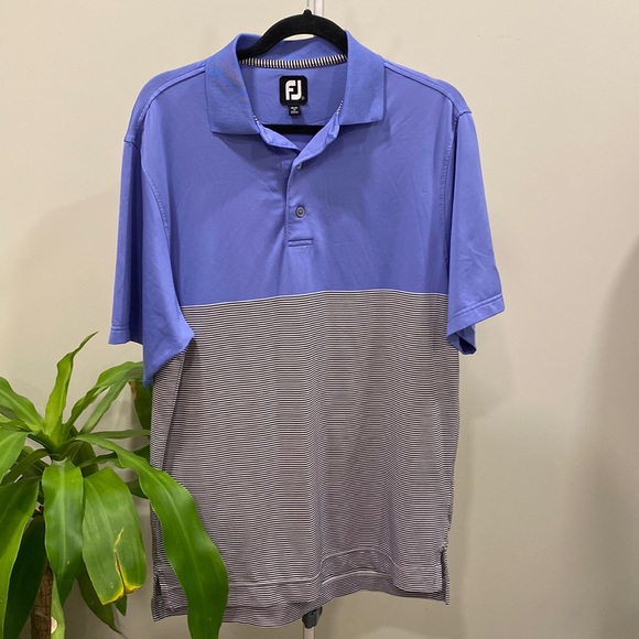 Shirts | Footjoy Periwinkle With Black And White Stripes Golf Polo ...